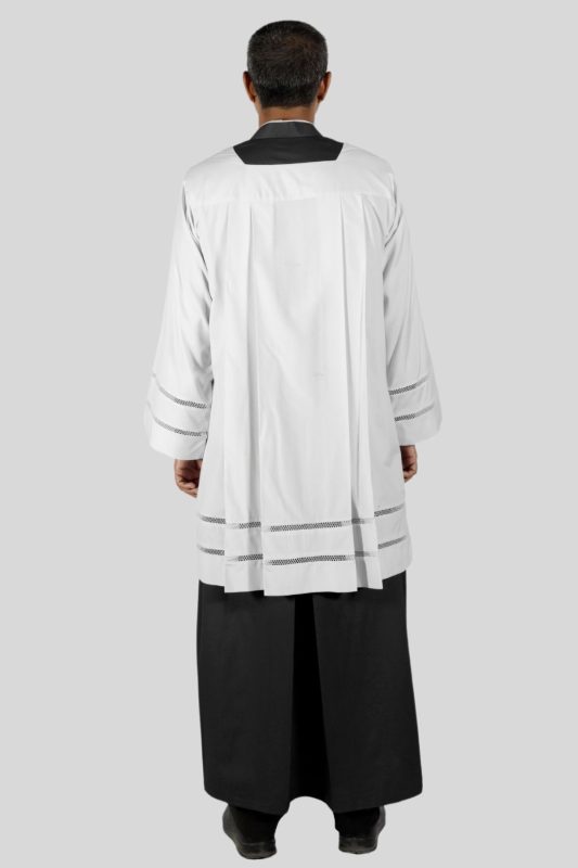 Square Neck Surplice with Lace Trim for Priests